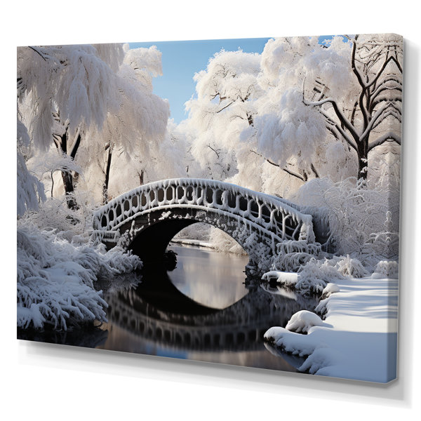 Latitude Run® Winter Landscape Snowy Bridges II Framed On Canvas Print | Wayfair